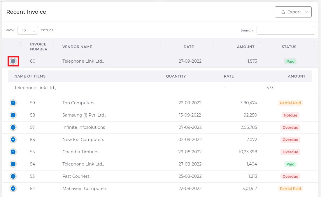 Purchase Dashboard - TallyGraphs